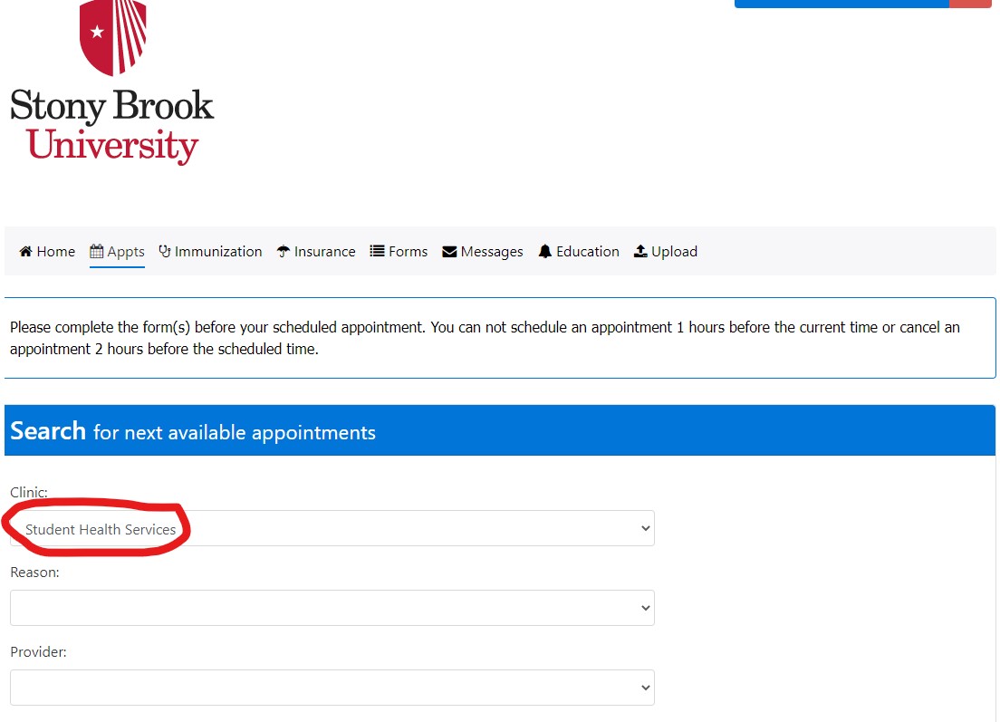 Appointments | Student Health Services